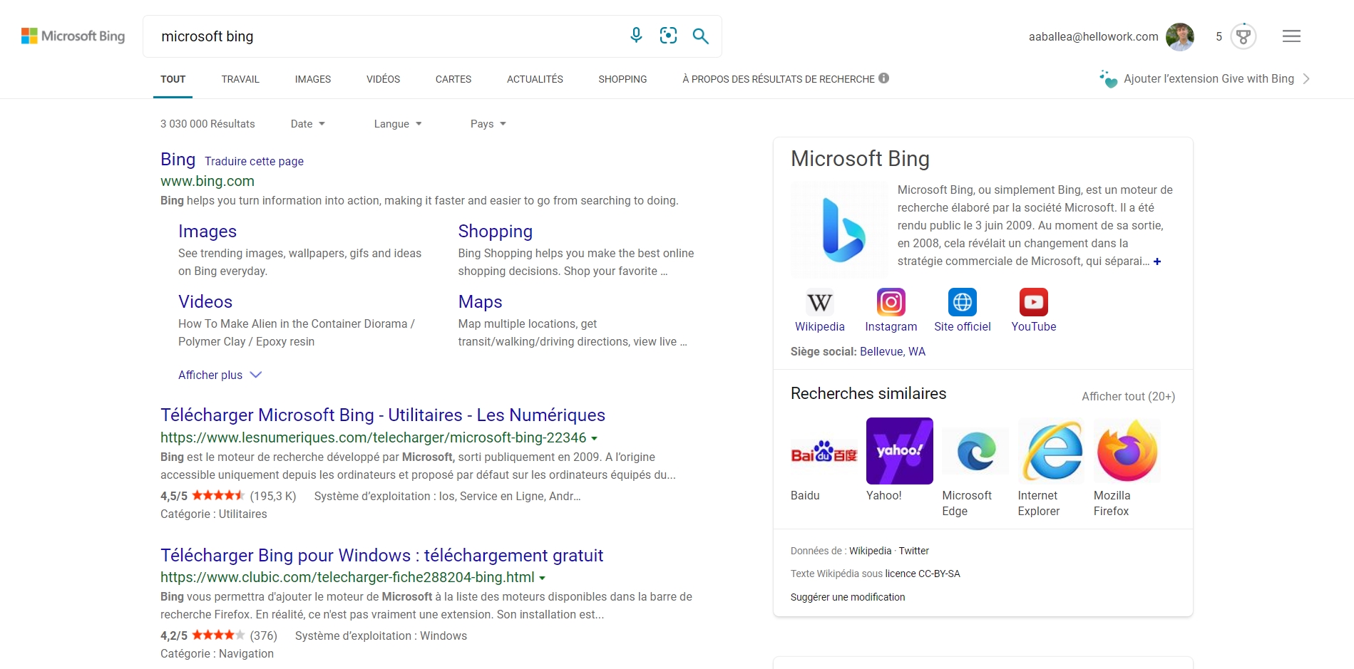 Microsoft Bing : le moteur de recherche de Microsoft
