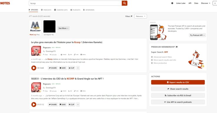 Listen Notes : un moteur de recherche dédié aux podcasts