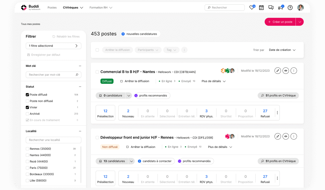 Buddi : un ATS complet avec une CVthèque de 3 millions de profils
