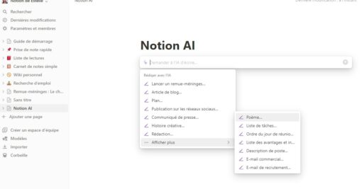 Notion AI : l'assistant IA de Notion qui vous aide à rédiger et à trouver des idées