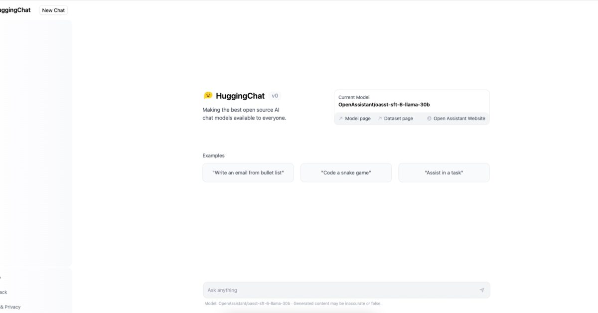HuggingChat : un générateur de texte par IA open source