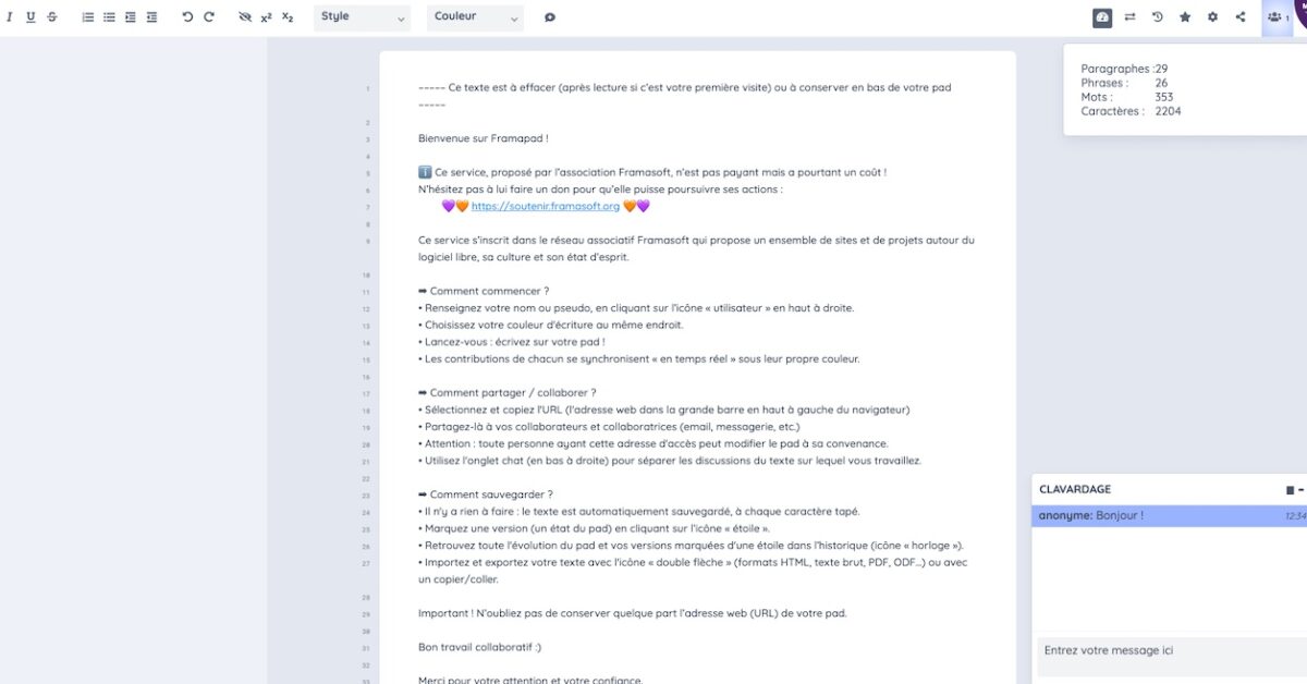 Framapad : un outil de traitement de texte collaboratif et gratuit