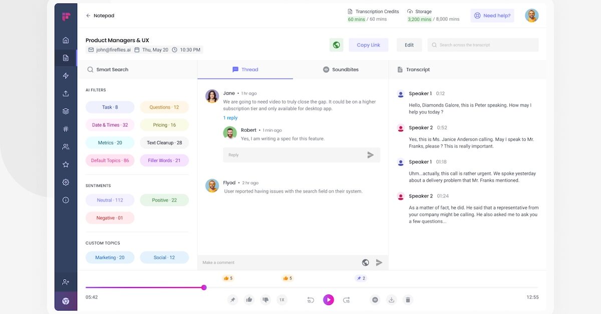 Fireflies.ai : une solution de transcription alimentée par IA