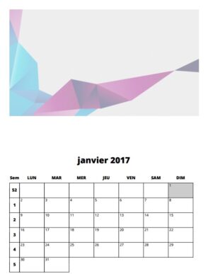 Le calendrier 2017 à imprimer