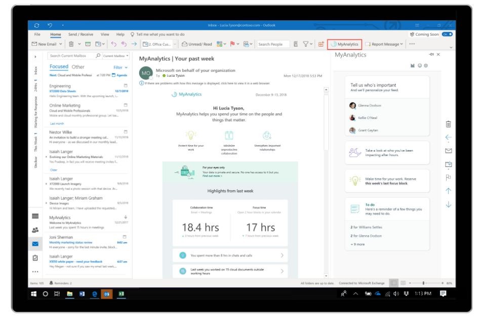 Microsoft déploie MyAnalytics dans toutes les suites Office 365