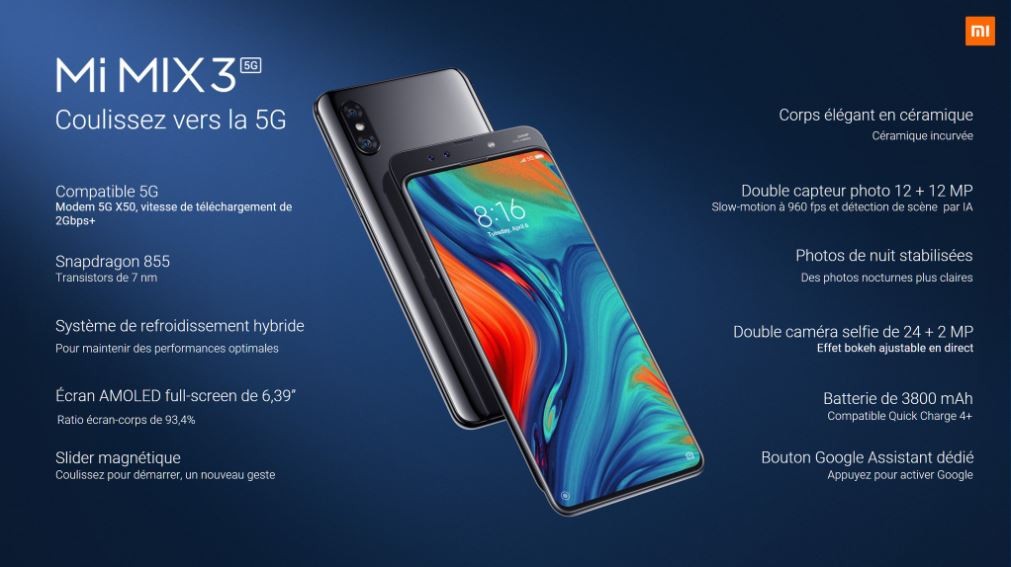 MWC 2019 : Xiaomi présente ses nouveaux smartphones Mi Mix 3 5G et Mi 9