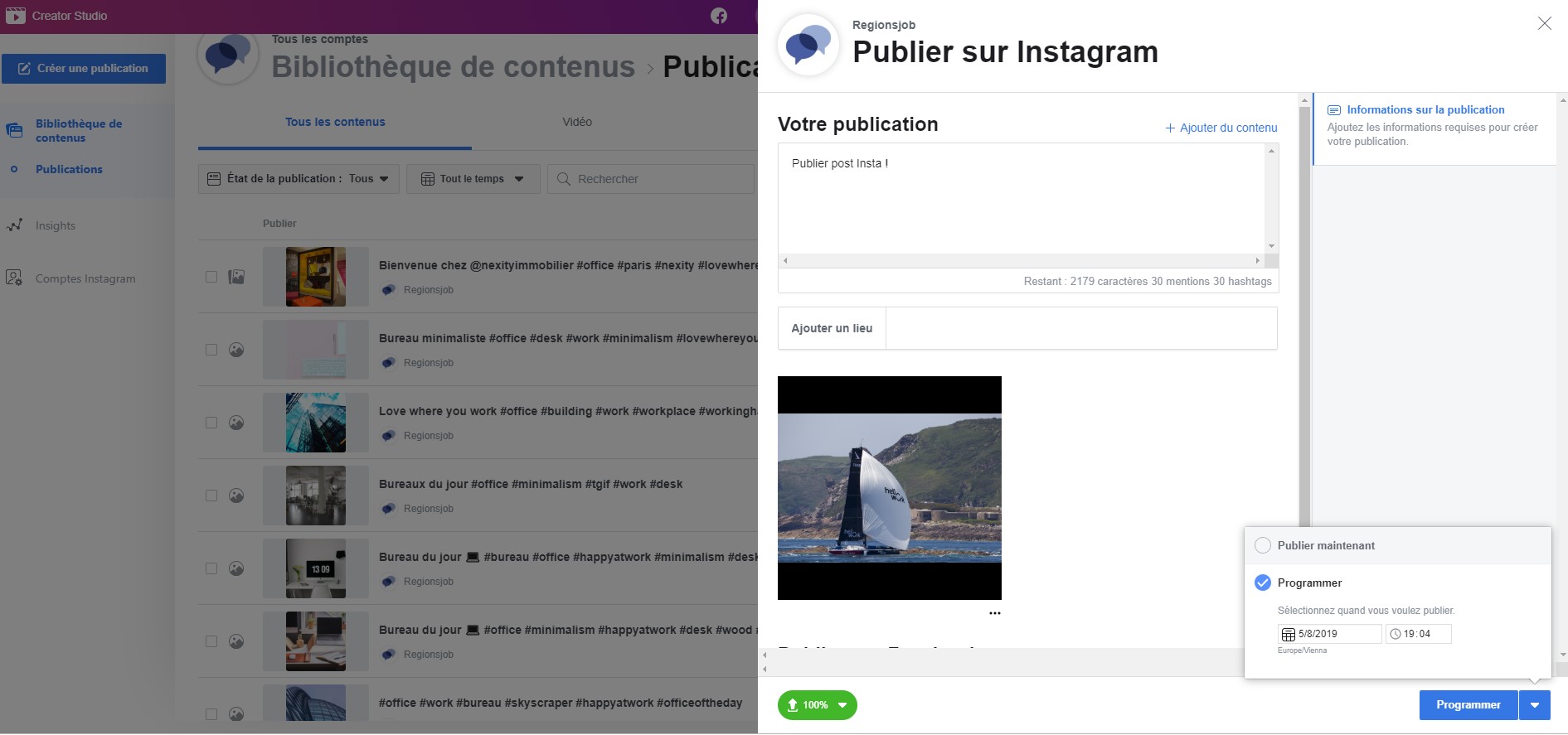 Comment programmer et publier un post Instagram avec le Facebook Creator Studio