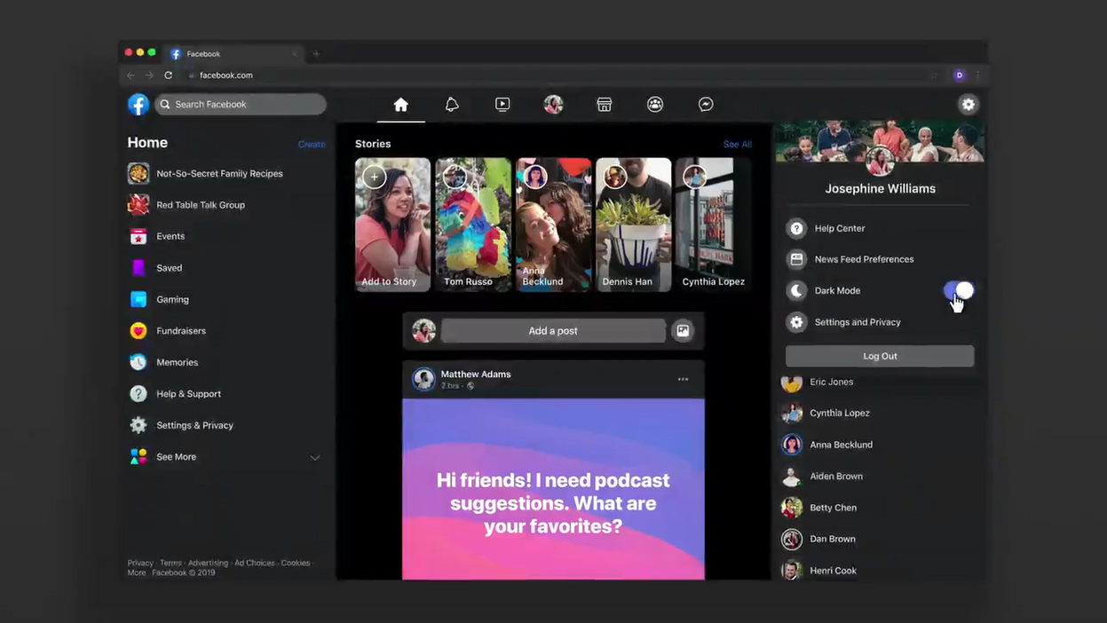Facebook déploie sa nouvelle interface (et son dark mode)