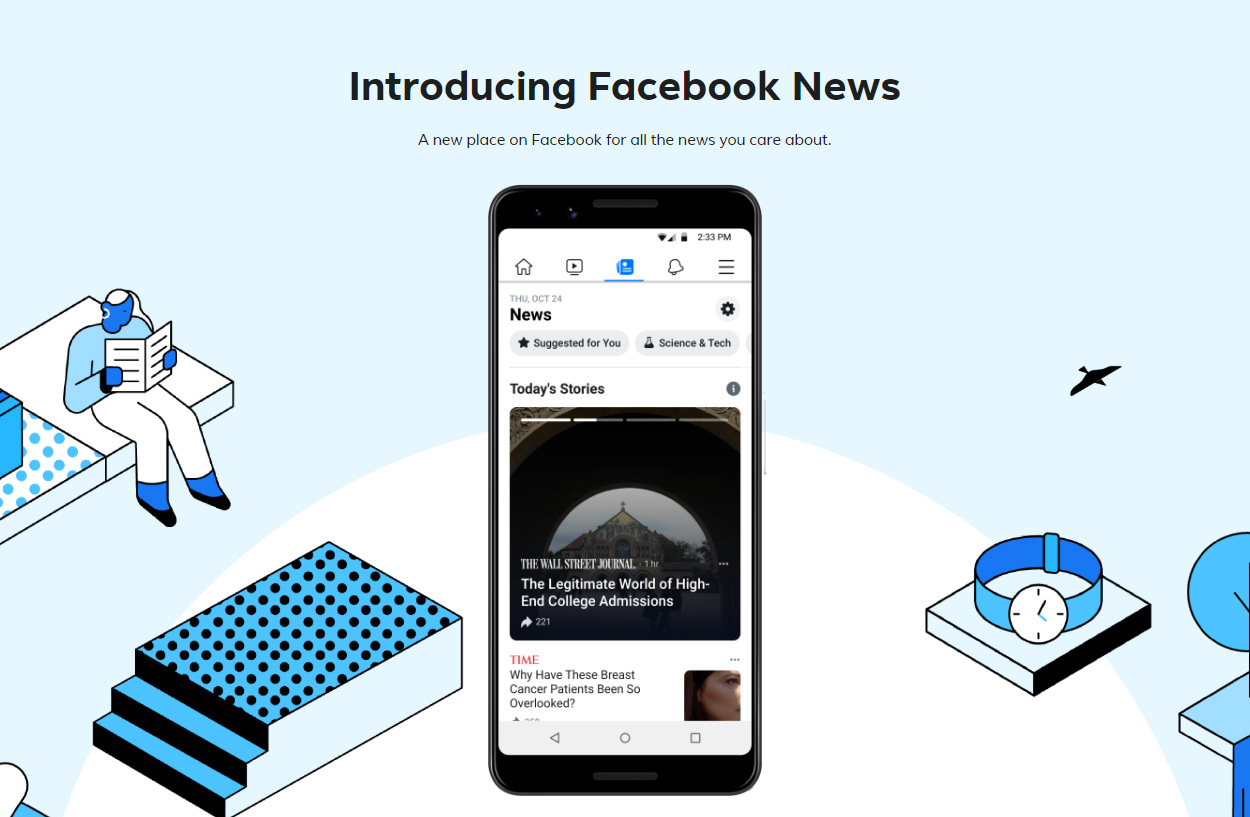 Facebook News : Facebook lance un onglet pour les articles de presse