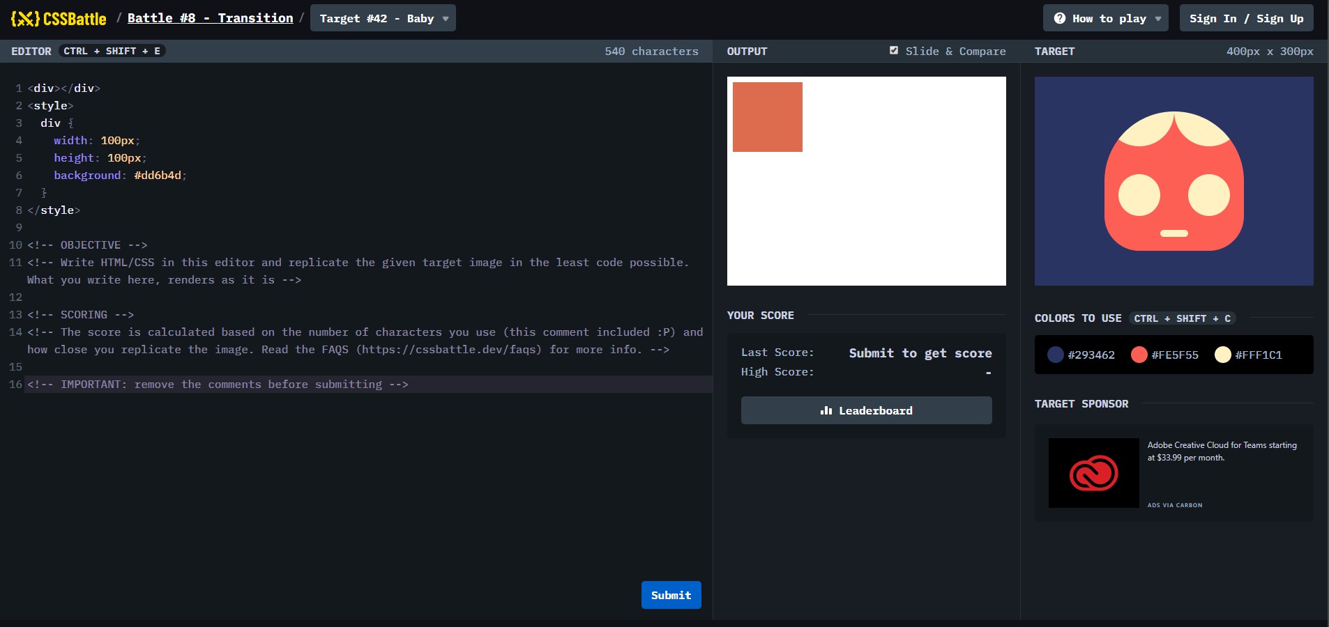 CSSBattle : une plateforme de code ludique pour répliquer des contenus avec le moins de code ...