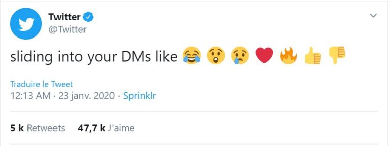 Twitter : ajoutez des réactions à vos messages privés