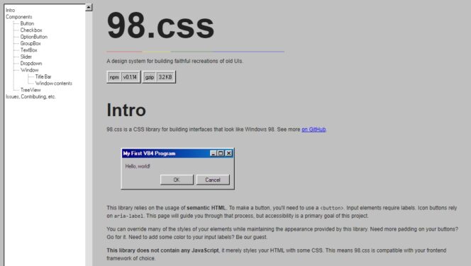 Un design system pour concevoir des interfaces qui ressemblent à Windows 98
