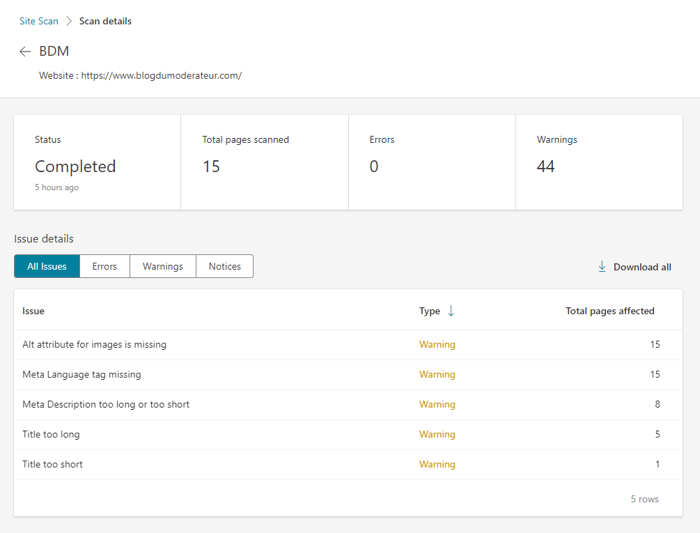Bing lance un outil gratuit d’audit SEO : Site Scan