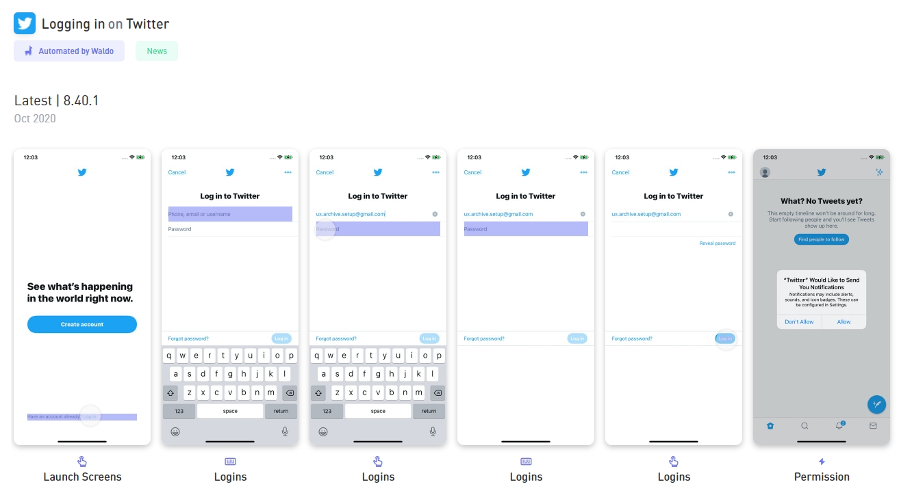 Plus de 1000 interfaces utilisateur sur mobile, classées par feature ...