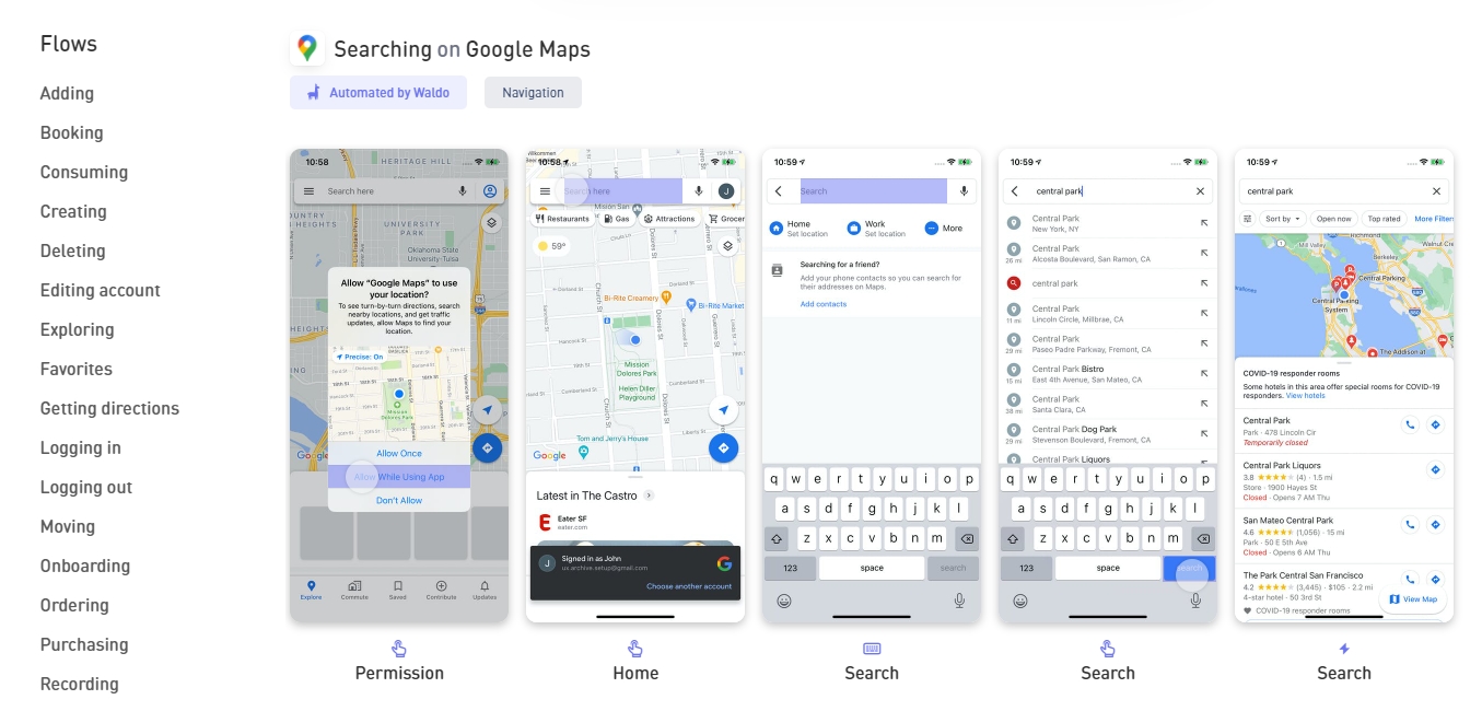 Plus de 1000 interfaces utilisateur sur mobile, classées par feature ...