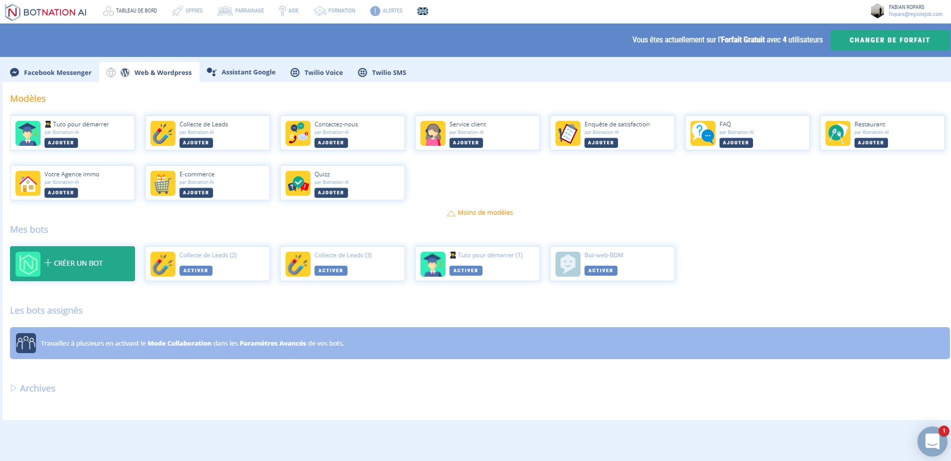 Botnation : une solution simple pour créer des chatbots web sans ...