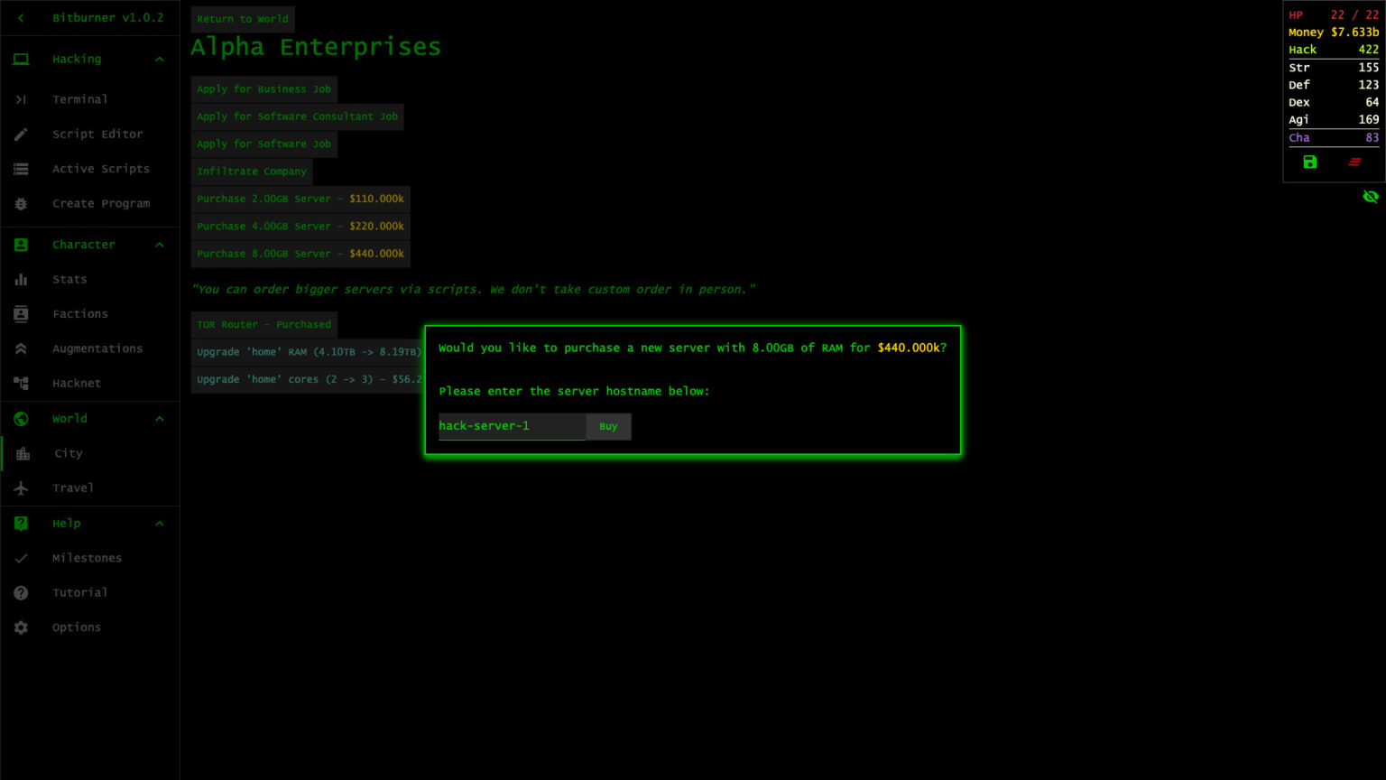 Bitburner, un jeu gratuit pour apprendre à coder en JavaScript