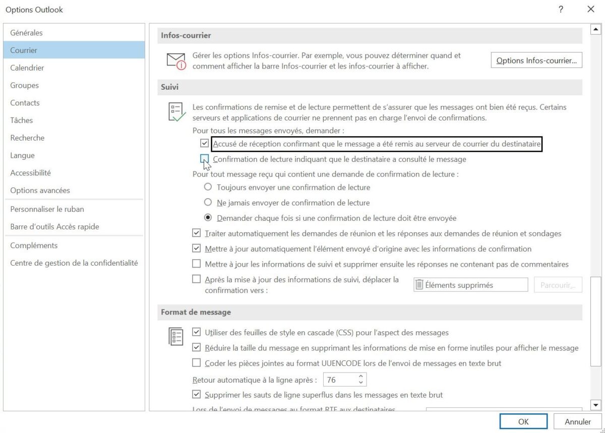 Comment mettre un accusé de réception sur Outlook