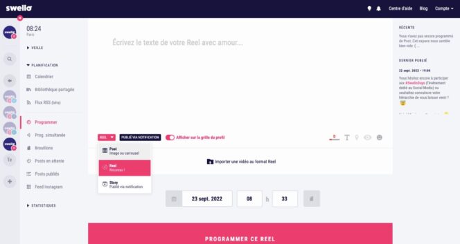 Swello lance une fonctionnalité pour programmer les Reels