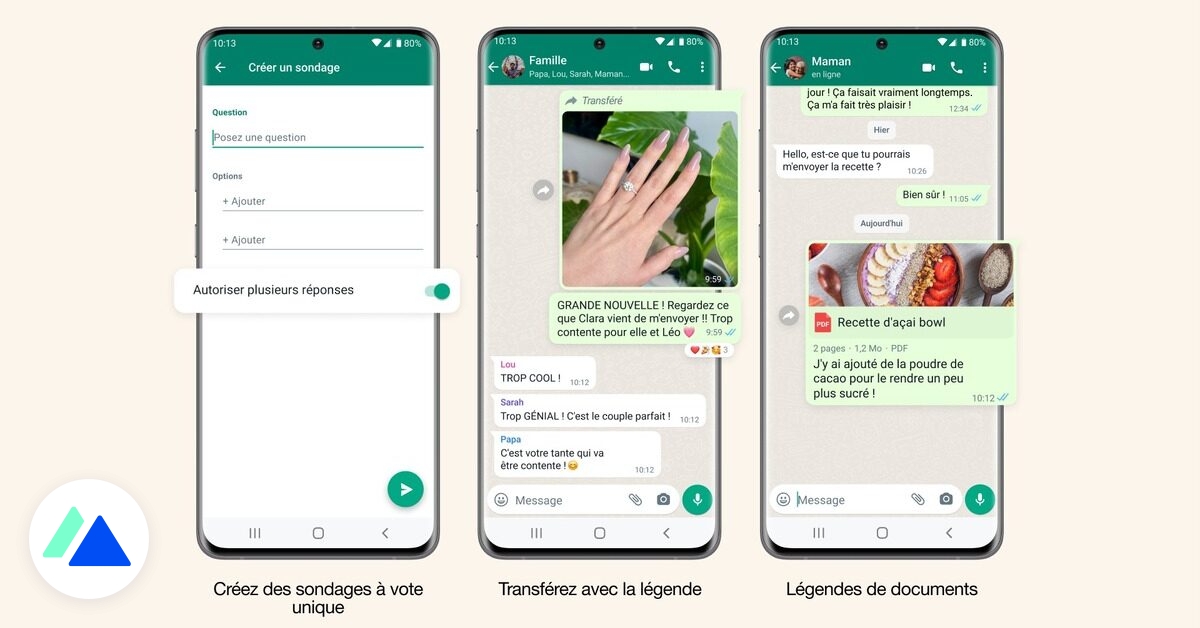 3 nouveautés pour les sondages sur WhatsApp