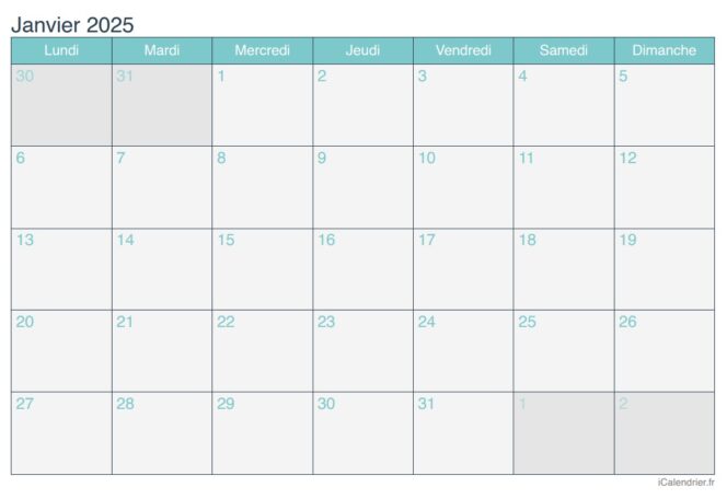 Calendrier 2025 à imprimer : jours fériés, vacances, numéros de semaine ...
