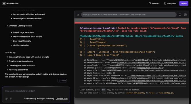 Comment lancer une application web sans coder avec Hostinger Horizons