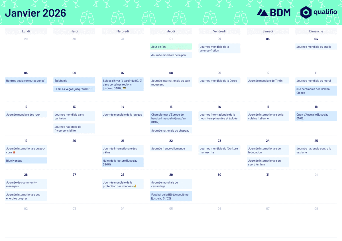 BDM lance son calendrier marketing : voici les dates clés de l’année 2026