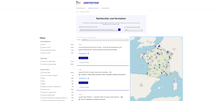 Carte interactive Parcoursup : comment ça marche