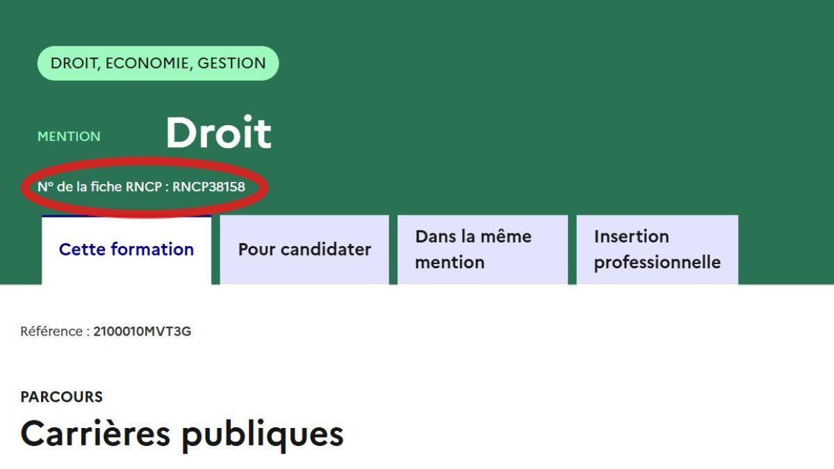 C’est quoi ce code RNCP affiché sur les formations Mon Master