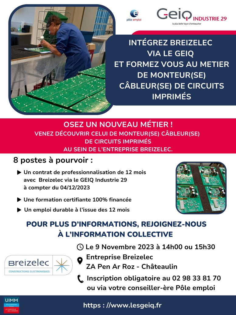 Le GEIQ Industrie 29 recrute 8 monteurs câbleur de circuit imprimé ...