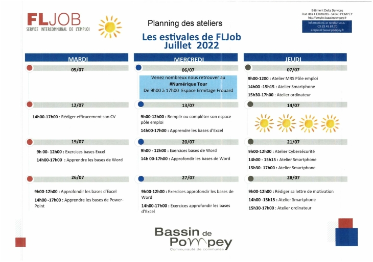 PLANNING FLJOB JUILLET 2022 - Bassin Pompey
