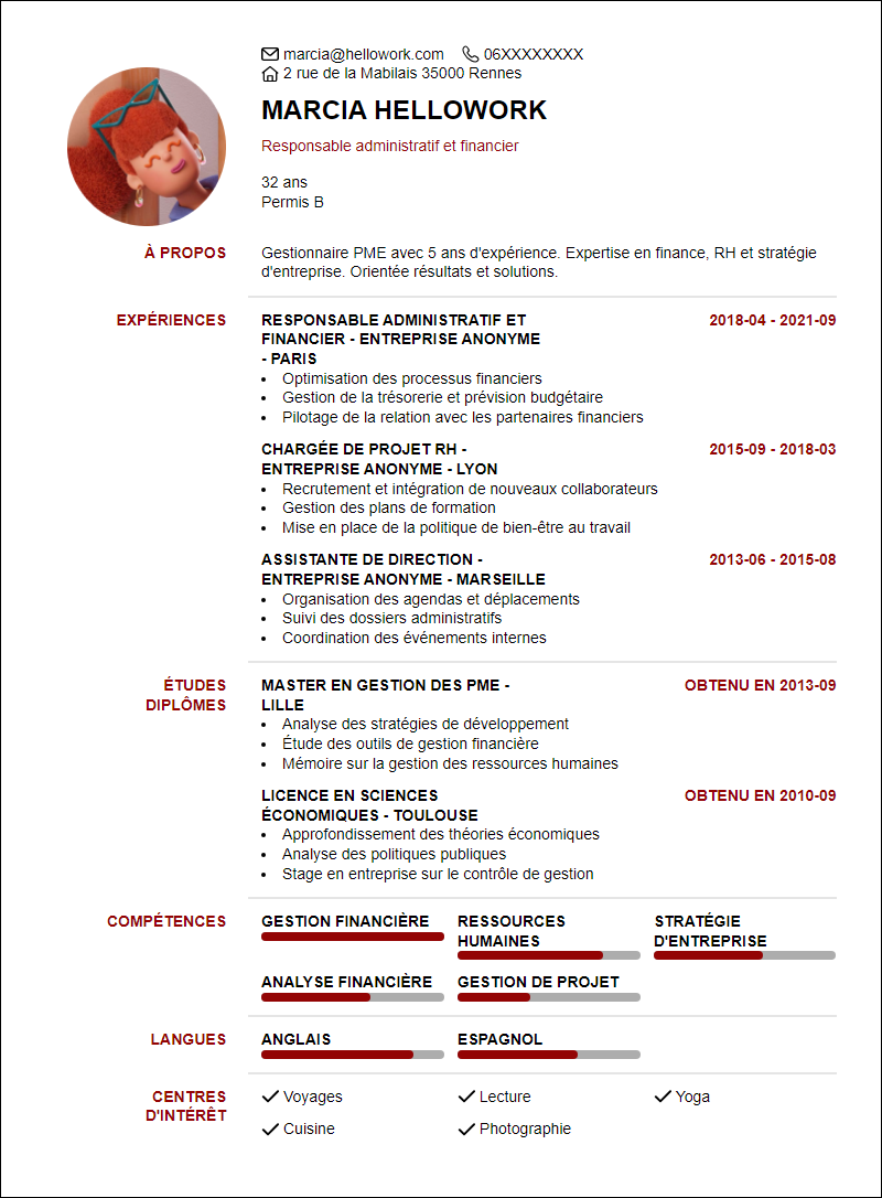 Exemple CV Gestion pme | Hellowork